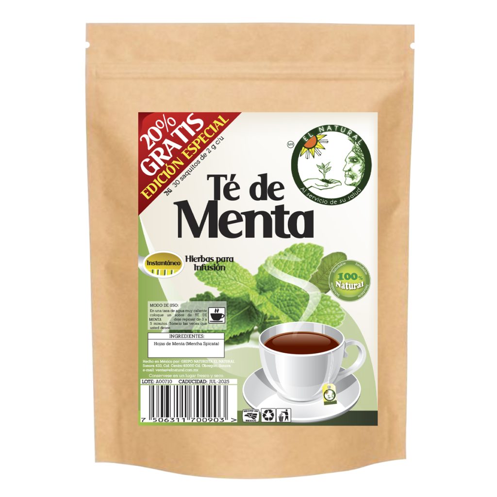 Té de Menta con 30 Sobrecitos El Natural - Tienda Online El Natural